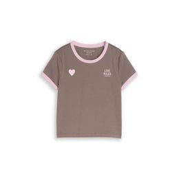 T-Shirt Tom Tailor, M&auml;dchen, Gr. 152, rusty braun, Jersey, Obermaterial: 100% Baumwolle, bedruckt, regular fit normal, Rundhals, kontrastfarben, Shirts T-Shirt, mit Print