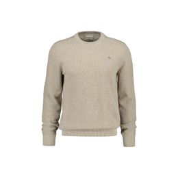Sweater Gant "Strickpullover MICRO TEXTURED COTTON C-NECK 1er Pack", Herren, Gr. L, beige, Obermaterial: 100% Baumwolle CO., Sweatshirts Sweater