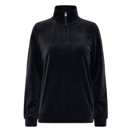 Troyer oxmo "Longsweatshirt OXEBBA HALFZIP", Damen, Gr. M, schwarz, Obermaterial: 95% Polyester PES. 5% Elasthan EL., Pullover Troyer