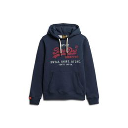 Sweatshirt Superdry "Sweatshirt Vl Heritage Relaxed Hood", Herren, Gr. M, blau (dunkelblau), Obermaterial: 56% Baumwolle CO. 44% Polyester PES., Sweatshirts Sweatshirt