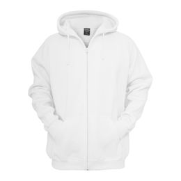 Kapuzenpullover Urban Classics "Urban Classics Herren Zip Hoody", Herren, Gr. XL, wei&szlig;, 65% Baumwolle, 35% Polyester, unifarben, loose fit, ohne Ausschnitt, Pullover Kapuzenpullover