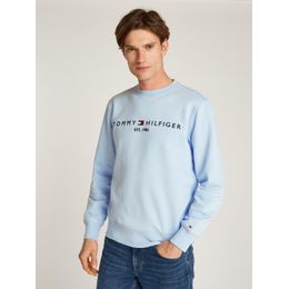 Tommy Hilfiger "TOMMY LOGO SWEATSHIRT mit Rundhals und Stickerei", unifarben, casual, regular fit, Baumwollmix, Rundhals