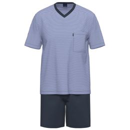 Schlafanzug Ammann "Schlafanzug kurz Men / Nightwear", Herren, Gr. 48, blau (schwarz saphir), Obermaterial: 100% Baumwolle CO., Homewear-Sets Schlafanzug