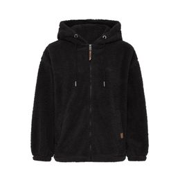 Kapuzensweatjacke oxmo "Kapuzenfleecejacke OXBerina", Damen, Gr. L, schwarz (meteorite), Obermaterial: 100% Polyester PES., Sweatjacken