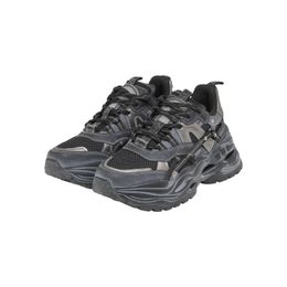 Trainingsschuh Buffalo "Buffalo Triplet Hollow Vntg -Vegan Nappa/Mesh", Damen, Gr. 38, schwarz, silber, Textil, Schuhe