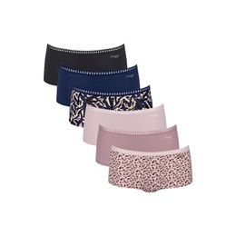 Panty Sloggi "Panty GO Crush Short C6P 6er Pack", Damen, Gr. L, bunt (blau, rosa), Obermaterial: 95% Baumwolle CO. 5% Elasthan EL., Unterhosen Panty