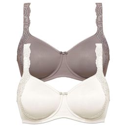 Minimizer-BH SuSa "2er Pack Minimizer BH mit B&uuml;gel London", Damen, Gr. 100, Cup G, bunt (champagner frosty lavender), Obermaterial: 77% Polyamid PA. 23% Elasthan EL., BHs Minimizer-BH