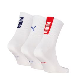 Socken Puma "Puma UNISEX LOGO SHORT CREW", Herren, Gr. 43-46, rot, wei&szlig;, Obermaterial: 64% Baumwolle, 22% Polyester, 11% Polyamid, 3% Elasthan, Socken Socken