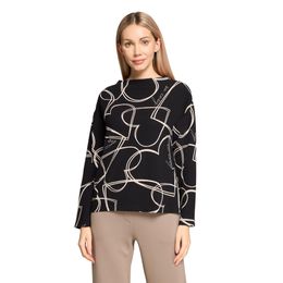 Sweatshirt Betty Barclay "Damen mit Rippenstruktur", Damen, Gr. 36, schwarz, wei&szlig;, Jersey, Obermaterial: 72% Viskose, 24% Polyester, 4% Elasthan, gerade normal, Sweatshirts Sweatshirt