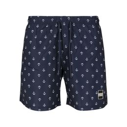Badeshorts Urban Classics "Urban Classics Herren Pattern Swim Shorts", Herren, Gr. S, US-Gr&ouml;&szlig;en, anchor, navy, 100% Polyester, Badehosen Badeshorts