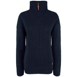 Strickfleece-Pullover oxmo "Strickpullover OXCarry", Damen, Gr. S, blau (insignia b), Obermaterial: 100% Polyacryl PAN., Pullover