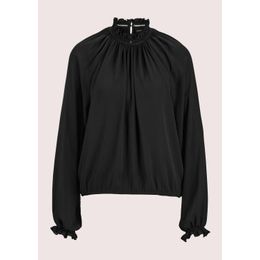 Madeleine Mode Langarmbluse MADELEINE "Blusenset Blusenset mit R&uuml;schenakzenten", Damen, Gr. 46, schwarz, Obermaterial: 100% Polyester PES., Modern, normal, Blusen