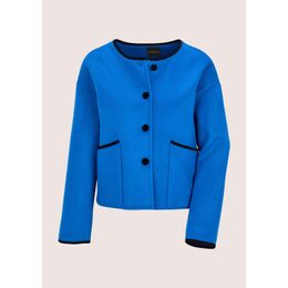Madeleine Mode Kurzjacke MADELEINE "Jacke Jacke", Damen, Gr. 34, schwarz (royalblau, schwarz), Obermaterial: 72% Wolle mw. 15% Polyester PES. 10% Kaschmir WS. 3% sonstige Fasern AF., Jacken Kurzjacke