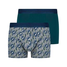 Boxer Bruno Banani "Scallop", Herren, Gr. L, navy, sage gr&uuml;n print, gr&uuml;n, Stoff, Obermaterial: 93% Baumwolle, 7% Elasthan, k&ouml;rpernah, Unterhosen, Baumwollmischung, elastisch
