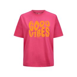 T-Shirt SALZHAUT "Shirt LEEV - GOOD VIBES", Damen, Gr. XS, pink, Obermaterial: 100% Baumwolle CO., Shirts T-Shirt