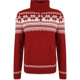 Rundhalspullover Brandit "Brandit Herren Troyer Norweger", Herren, Gr. L, rot, 100% Polyacryl, mehrfarbig, normal, herzf&ouml;rmiger Ausschnitt, Pullover Rundhalspullover