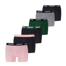 Levi's Boxershorts LEVI'S "LEVIS MEN REPEAT LOGO BOXER BRIEF 6P", Herren, Gr. L, pink, gr&uuml;n, grau, Obermaterial: 95% Baumwolle, 5% Elasthan, Unterhosen