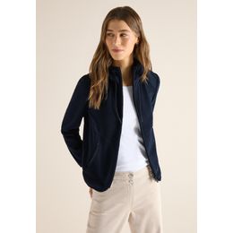 Kurzjacke Cecil, Damen, Gr. XL (44), universal blau, Stoff, Obermaterial 1: 94% Polyester, 6% Elasthan; Obermaterial 2: 100% Polyester, unifarben, comfort fit normal, ohne Ausschnitt, B&uuml;ndchen, Jacken Kurzjacke, mit Kapuze mit Tunnelzugband