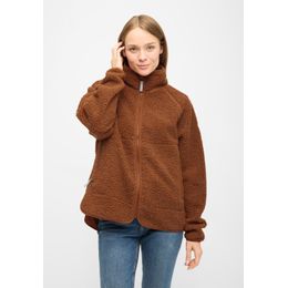 Fleecejacke Derbe "Kuschelby", Damen, Gr. 42, caramel caf&egrave;, Obermaterial: 100% Polyester, relaxed fit, Raglan&auml;rmel normaler Saum, Jacken Fleecejacke, Kuschelige Fleece Jacke