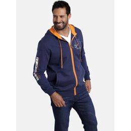 Kapuzensweatjacke Jan Vanderstorm "Sweatjacke RODERICH", Herren, Gr. XXL, blau (dunkelblau), Obermaterial: 100% Baumwolle., Sweatjacken