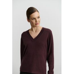 Wollpullover rosemunde "Laica v-neck", Damen, Gr. S, rot (weinrot), Feinstrick, Obermaterial: 70% Wolle, 30% Kaschmir, unifarben, Basic h&uuml;ftlang, V-Ausschnitt, Strickb&uuml;ndchen, Pullover, mit V-Ausschnitt und langen &Auml;rmeln, Woll-Kaschmir-Mix