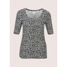 Madeleine Mode Kurzarmshirt MADELEINE "Shirt Halbarmshirt mit Animal-Print", Damen, Gr. 38, grau (grau, schwarz), Obermaterial: 95% Viskose CV. 5% Elasthan EL., Modern, normal, Shirts