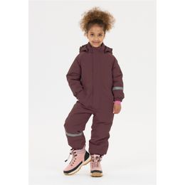 Schneeoverall ZIGZAG "Vally", M&auml;dchen, Gr. 104, EURO-Gr&ouml;&szlig;en, dunkelbraun, rot, 100% Polyester, lang, Overalls, mit wasser- und winddichter TPU-Membran