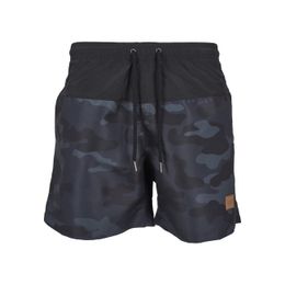 Badeshorts Urban Classics "Urban Classics Herren Block Swim Shorts", Herren, Gr. M, US-Gr&ouml;&szlig;en, blk, schwarzcamo, 100% Polyamid, Badehosen Badeshorts