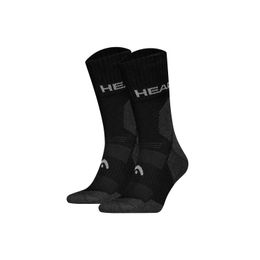 Kurzsocken Head "Socken Hiking All Climates Crew 2P 2er Pack", Herren, Gr. 35-38, schwarz, Obermaterial: 72% Baumwolle CO. 20% Polyester PES. 6% Polyamid PA. 2% Elasthan EL., Socken