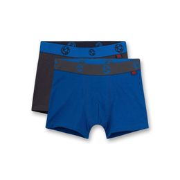 Boxershorts Sanetta "Boxershort 2er Pack", Jungen, Gr. 104, blau (blau, grau), Obermaterial: 95% Baumwolle CO. 5% Elasthan EL., Unterhosen