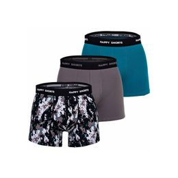 Boxershorts Happy Shorts "Boxershort 3er Pack", Damen, Gr. XL, bunt (camouflage blau, grau), Obermaterial: 95% Baumwolle CO. 5% Elasthan EL., Unterhosen