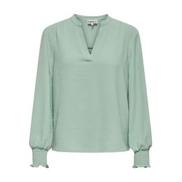 Shirtbluse Only CARMAKOMA "CARMETTA LIFE V-NECK TOP WVN NOOS", Damen, Gr. 54, jadeite, Web, Obermaterial: 100% Polyester, unifarben, regular fit normal, V-Ausschnitt, B&uuml;ndchen, Blusen
