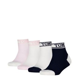 Kurzsocken Tommy Hilfiger "TH KIDS QUARTER 4P SPORT TOMMY ECOM", M&auml;dchen, Gr. 27-30, tommy original, pink, Obermaterial: 73% Baumwolle, 25% Polyamid, 2% Elasthan, Socken