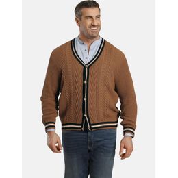 Strickjacke CHARLES COLBY "Strickjacke DUKE STARKS", Herren, Gr. XXL, braun (cognac), Obermaterial: 50% Baumwolle CO. 50% Polyacryl PAN., unifarben, normal, Strickjacken Strickjacke