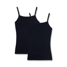 Unterhemd Sanetta "Unterhemd 2er Pack", M&auml;dchen, Gr. 176, N-Gr, schwarz, Obermaterial: 90% Baumwolle CO. 10% Elasthan EL., Unterhemden Unterhemd