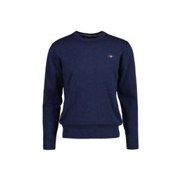 Sweater Gant "Strickpullover CLASSIC COTTON C-NECK", Herren, Gr. 3XL, blau (jeansblau melange), Obermaterial: 100% Baumwolle CO., Sweatshirts Sweater