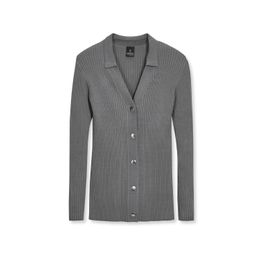 Madeleine Mode Strickjacke MADELEINE "Strickjacke Schlichte Strickjacke in Long-Form", Damen, Gr. 34, grau (grau, melange), Obermaterial: 65% Viskose CV. 35% Polyamid PA., Modern, tailliert, Strickjacken Strickjacke