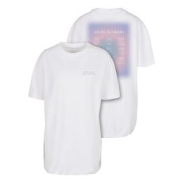 Kurzarmshirt MISS TEE "Miss Tee Damen Angel Numbers Oversize Boyfriend Tee", Damen, Gr. L, wei&szlig;, 100% Baumwolle, bedruckt, oversize, Rundhals, Shirts