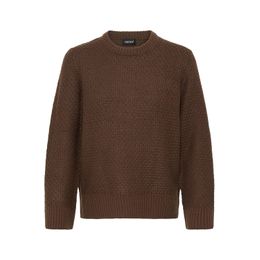Strickfleece-Pullover oxmo "Strickpullover OXBMMNELLY JUMPER", M&auml;dchen, Gr. M, braun (coffee bean), Obermaterial: 50% Polyacryl PAN. 50% Polyacryl PAN recyc.., Pullover