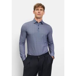 Businesshemd OLYMP "OLYMP Level Five 24/Seven, body fit, New York Kent", Herren, Gr. 40, Normaler Arm, marine, 92% Baumwolle, 8% Elasthan, Hemden