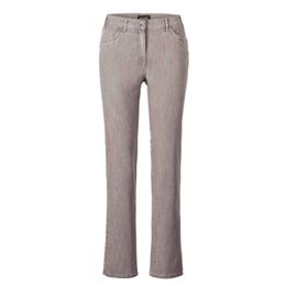 Stretch-Jeans GOLDNER "Jeans LOUISA mit Stickerei", Damen, Gr. 50, N-Gr, beige (helltaupe), Obermaterial: 83% Baumwolle CO. 16% Polyester PES. 1% Elasthan EL., Jeans