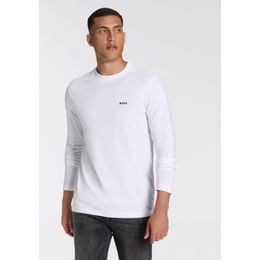 Langarmshirt BOSS Green "Tee Long", Herren, Gr. XL, wei&szlig; (wei&szlig;100), Single Jersey, Obermaterial: 95% Baumwolle, 5% Elasthan, regular fit, Rundhals, eng eingefasste Kante, Shirts Langarmshirt, mit Rundhalsausschnitt