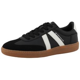 Sneaker Tom Tailor "Kauthar", Herren, Gr. 42, schwarz, wei&szlig;, Lederimitat, Schuhe Sneaker, Freizeitschuh, Halbschuh, Schn&uuml;rschuh mit Kontrastbesatz