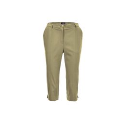 Caprihose GOLDNER "Kurzgr&ouml;&szlig;e Sportive Capri-Hose aus Satin", Damen, Gr. 20, K-Gr, gr&uuml;n (schilf), Obermaterial: 64% Baumwolle CO. 33% Polyester PES. 3% Elasthan EL., Hosen Caprihose