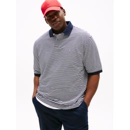 Tommy Hilfiger Big & Tall Poloshirt "BT -1985 REGULAR POLO -B", Herren, Gr. 3XL, blau (desert sky, wei&szlig;), Jersey, Obermaterial: 96% Baumwolle, 4% Elasthan, TOMMY HILFIGER BIG & TALL, gemustert, gestreift, mehrfarbig, regular fit normal, Rundhals, eingesetzt angesetztes B&uuml;ndchen, Shirts, Gro&szlig;e Gr&ouml;&szlig;en