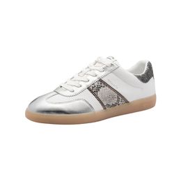 Sneaker Tamaris "Tamaris Sneaker Leder/Textil", Damen, Gr. 39, wei&szlig;, silber, Leder, Textil, Schuhe Sneaker