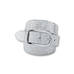 Bernd G&ouml;tz Lederg&uuml;rtel BERND G&Ouml;TZ "Lederg&uuml;rtel mit Glanz und Glitter, Jeans- und Partymode", Damen, Gr. 100, silber, Rindsleder, G&uuml;rtel Lederg&uuml;rtel