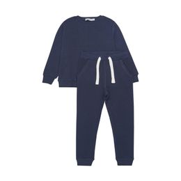 Langarmshirt & Hose Minymo "Langarmshirt & Hose MISweat", M&auml;dchen, Gr. 110, blau (schwarz navy), Web, Obermaterial: 60% Baumwolle CO. 40% Polyester PES., KOB Set-Artikel