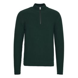 Troyer Casual Friday "Troyer CFKARL halfzip structured knit", Herren, Gr. L, grau (schwarzest spruce), Grobstrick, Obermaterial: 100% Baumwolle CO., unifarben, Basic, normal, Pullover Troyer