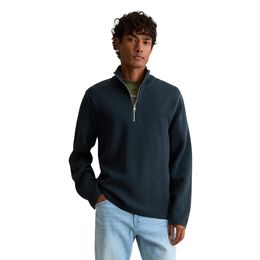 Marc O'Polo Strickpullover MARC O'POLO DENIM "aus hochwertigem Bio-Baumwoll-Lyocell-Mix", Herren, Gr. L, navy teal, Obermaterial: 67% Baumwolle, 29% Lyocell, 3% Polyamid, 1% Elasthan, unifarben, Pullover Strickpullover